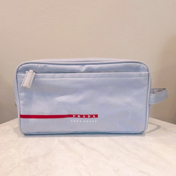 Prada | Bags | Prada Blue Toiletry Bag With Minimalist Design | Poshmark